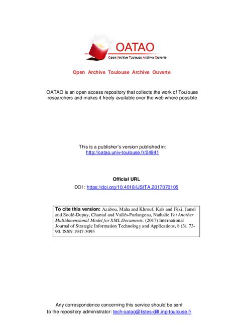Pdf Yet Another Multidimensional Model For Xml Documents
