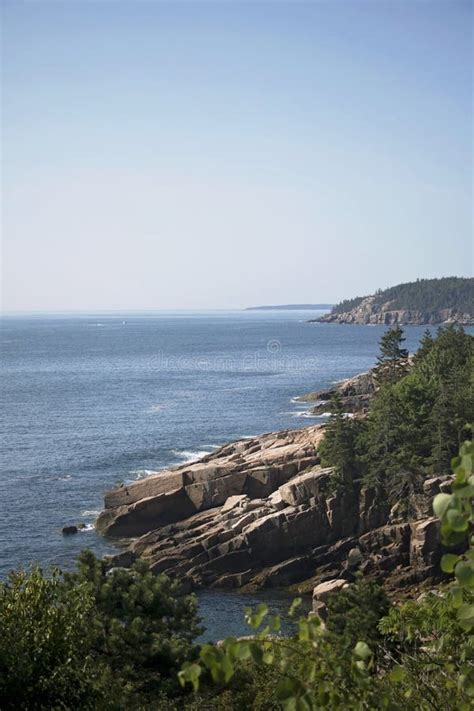 Ocean Path Cliff Acadia National Park Bar Harbor Maine Stock Image