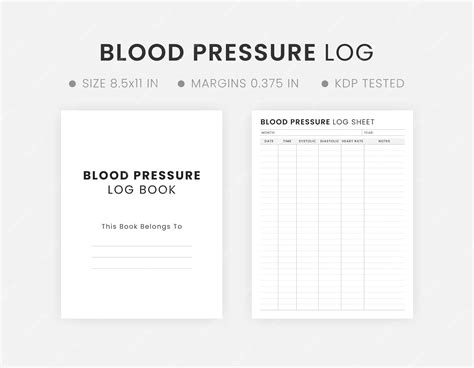 Diario De La Presión Arterial Imprimible Plantilla Gráfico De Registro