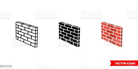 Vetores De Ícone De Parede De 3 Tipos De Cor Preto E Branco Contorno