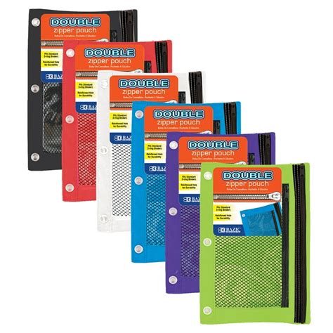Bazic Pencil Pouch 3 Ring Binder Pouch W Rivet Enforced Rings Holes