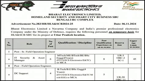 Bel Engineer Recruitment 2024 Apply Online For 78 Posts