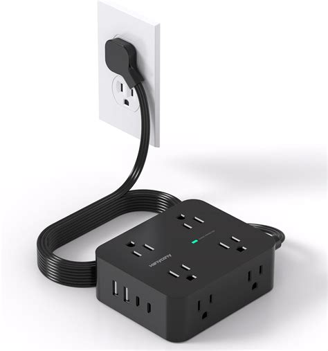 Power Strip Surge Protector Hanycony 5ft Ultra Thin Flat Extension Cord With
