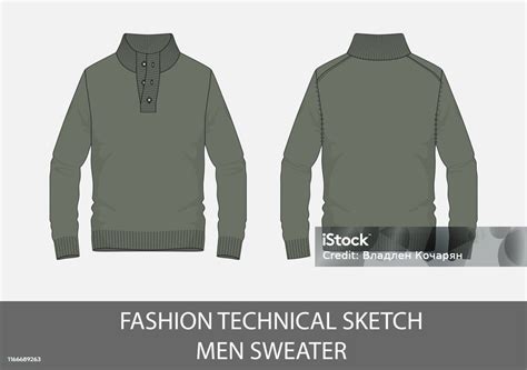Fashion Sketsa Teknis Pria Sweater Ilustrasi Stok Unduh Gambar