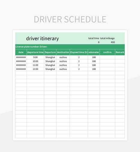 Free Driver Scheduling Templates For Google Sheets And Microsoft Excel Slidesdocs