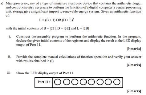 Solved Microprocessor Any Of A Type Of Miniature Electronic Chegg Com