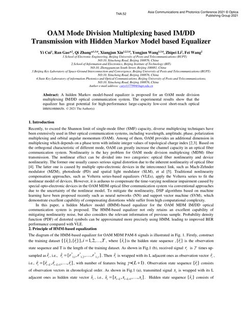 Pdf Oam Mode Division Multiplexing Based Im Dd Transmission With