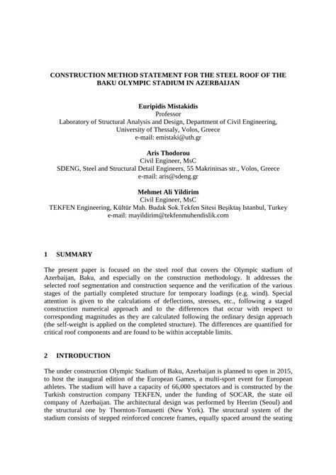 Pdf Construction Method Statement For The Steel Roof Dokumen Tips