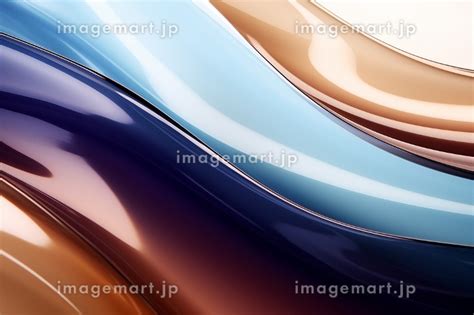 抽象テンプレート。透明感のある立体的な茶色・紫・水色の波。ai生成画像のイラスト素材 250307679 イメージマート