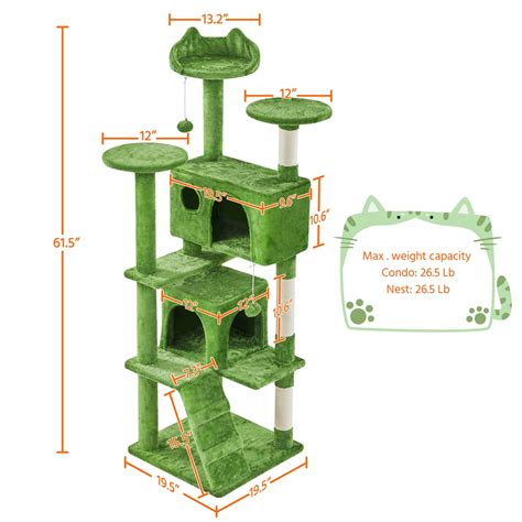 Smile Mart 625 Height Multilevel Cat Tree With 2 Condos For Kittens