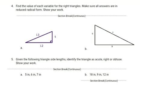 Solved 4 Find The Value Of Each Variable For The Right