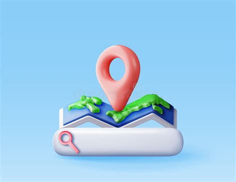 D Location Folded Paper Map Search Bar And Pin Stock Illustration Illustration Of Realistic