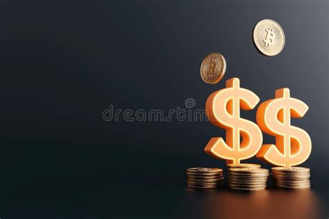 Minimalistic 3d Composition Of Neon Dollar Signs And Coins On Dark