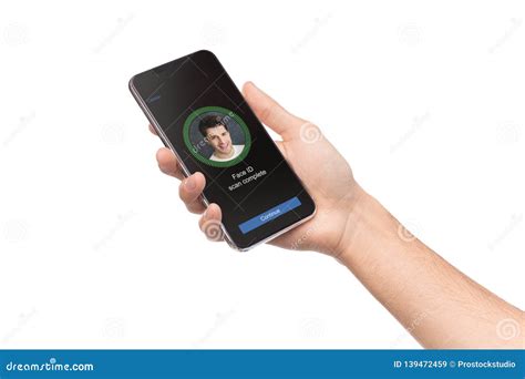 Face Identification With Software Scanning Face On Smartphone Stock Image Image Of Facial