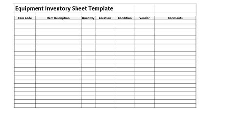 Editable Equipment Inventory Sheet Inventory Sheet Template Inventory