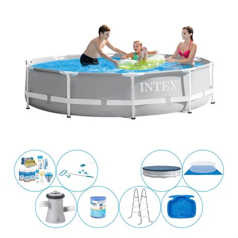 Paquet De Piscine Tout En 1 Intex Prism Frame Ronde 305x76 Cm Leroy