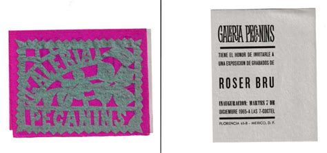 Roser Bru Galería Pecanins 1965 invitación Roser Bru