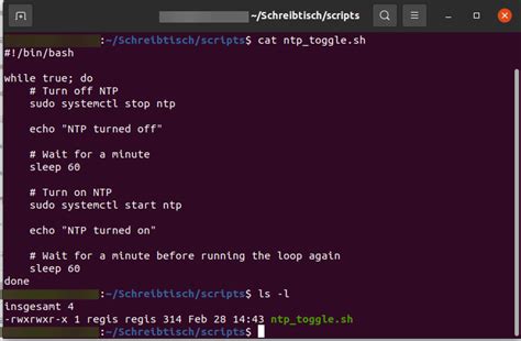 why is my script for turning ntp off and on not functioning properly