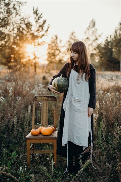 Traditional Linen Apron Apron For Women Embroidered Apron Kitchen