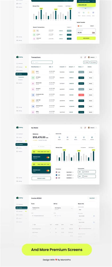 金融科技仪表板ui套件的daypay Fintech Dashboard Ui Kit 设计口袋