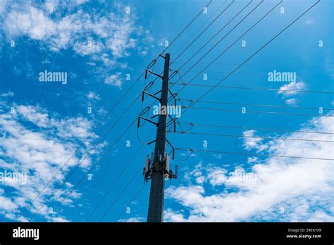 Voltage Transmission On Electric Tower High Voltage Powerline Powerful Substation Electricity