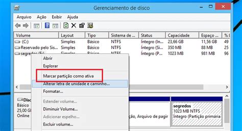 como marcar uma partição como ativa em um computador windows rene e