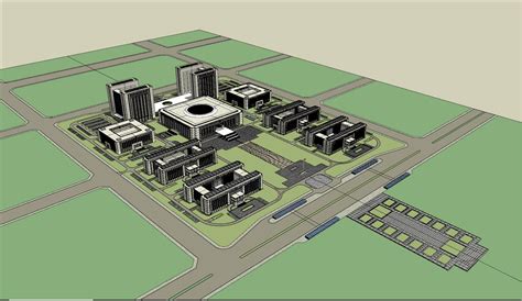 现代行政区规划建筑方案su模型 商业楼盘 土木在线