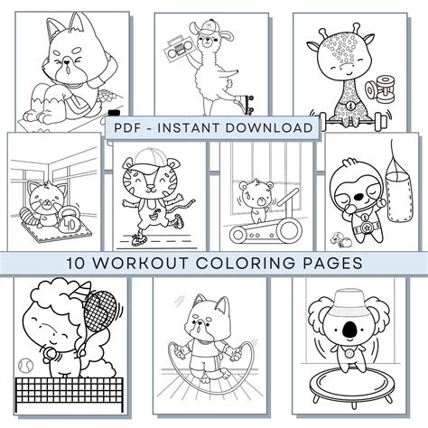 Workout Coloring Pages Exercise Coloring Pages Gym Coloring Pages Sport Coloring Pages