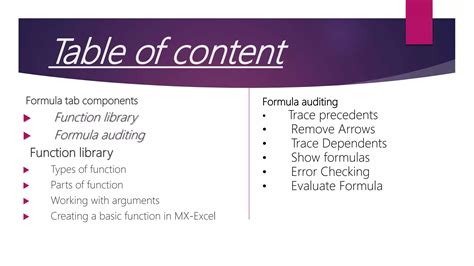 Ms Excel Formula Tab Slides Pptx Chemistry Science