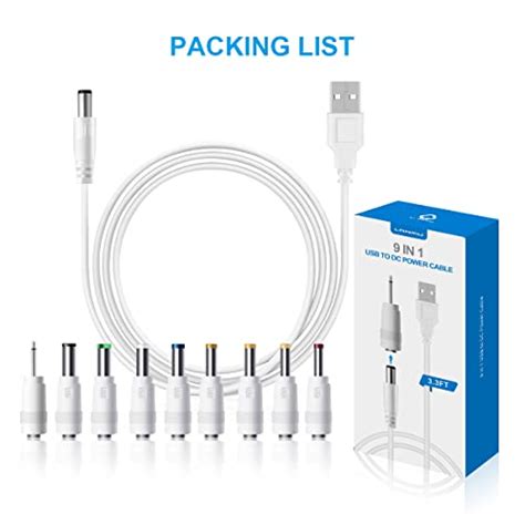 LANMU USB To DC Power Cable Universal V DC Jack Charging Cable Power Cord With