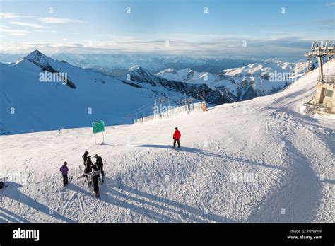 Hintertux Glacier With Gondolas Ski Runs And Pistes In Ziilertal Alps