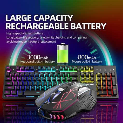 Juego De Teclado Y Mouse Inalámbricos Luminosos Attack Shark T3rgb Rgb