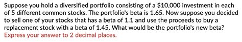 Solved Suppose You Hold A Diversified Portfolio Consisting