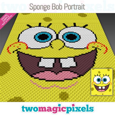 Sponge Bob Portrait C2c Graph Sc Graph Cross Stitch Graph By Two Magic Pixels
