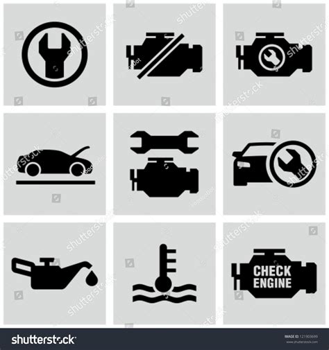 engine car dashboard icons set stock vector illustration 121903699