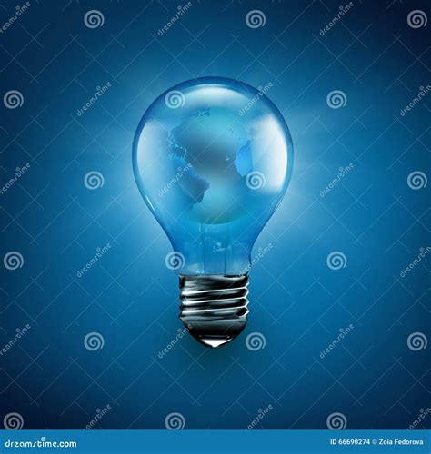 Bombilla Con El Mundo Dentro Stock De Ilustración Ilustración De