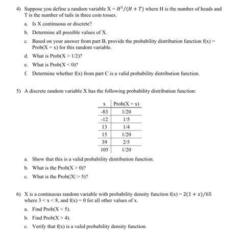 Solved 4 Suppose You Define A Random Variable Xh3h T