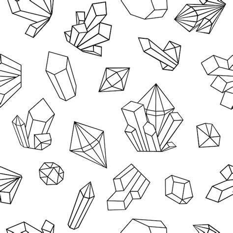 Cristais Desenhando Em Estilo De Arte De Linha Padrão Perfeito Fundo De