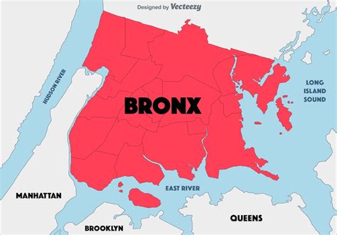 Detailed Borough Map Of The Bronx New York City Vecto