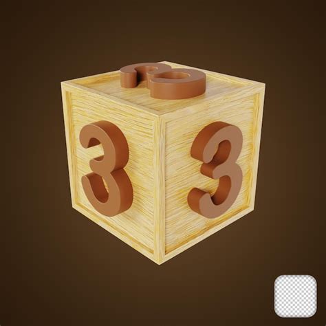 Premium Psd Wooden Letter 3 Block Font 3d Illustration