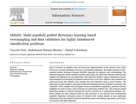 Tayyebe Feizi On Linkedin Ai Imbalanceddata Classification Oversampling Multimanifoldlearning…