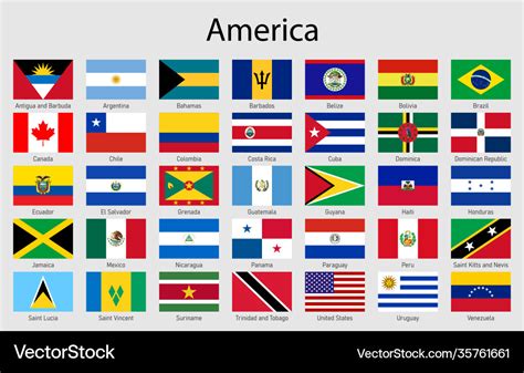Set Flags American Countries All America Flag Vector Image
