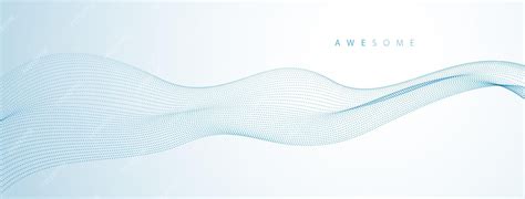 흐르는 입자의 배열 동적 음파 3d 벡터 일러스트 레이 션 메쉬 둥근 점 아름다운 편안한 벽지 그림 프리미엄 벡터