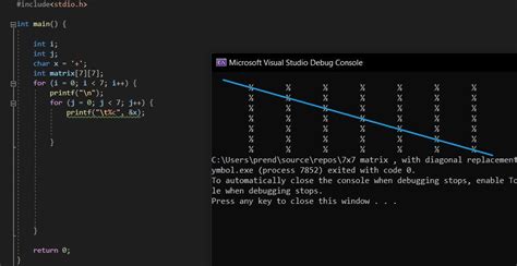 how do i print symbols diagonally through a matrix r cprogramming
