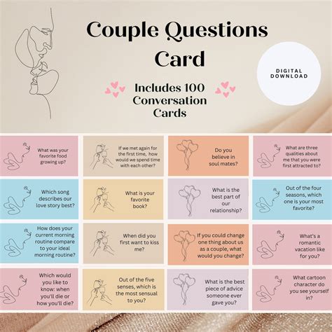 Printable Couple Questions Cards Couple Conversation Cards Relationship Questions Couples