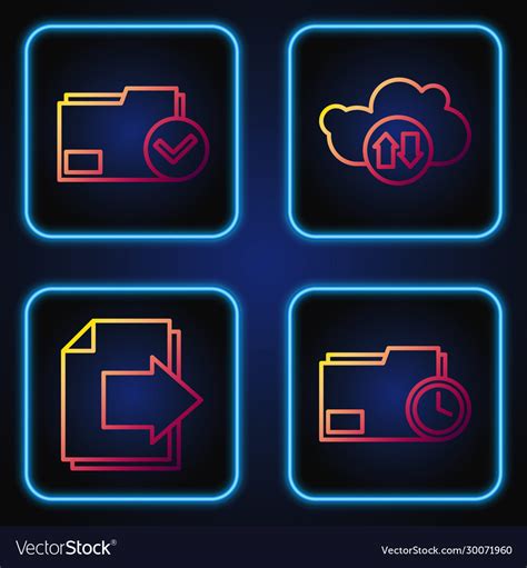 set line document folder with clock next page vector image