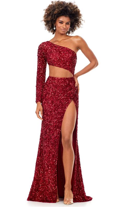 Ashley Lauren 11340 Sequin One Sleeve Evening Gown Couture Candy