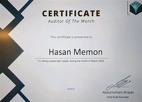 Alhumdulilah Thanks To My Seniors And Colleagues For Awarding Me Certificate For The Auditor