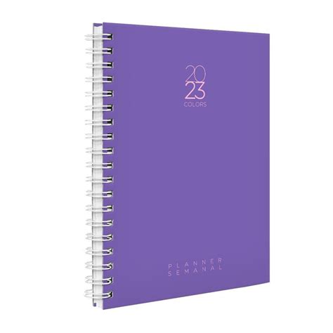Agenda Planner Semanal 2023 Spot Colors Lilás Very Peri Rosa Submarino