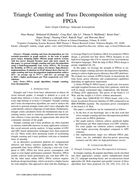 Pdf Triangle Counting And Truss Decomposition Using Fpga